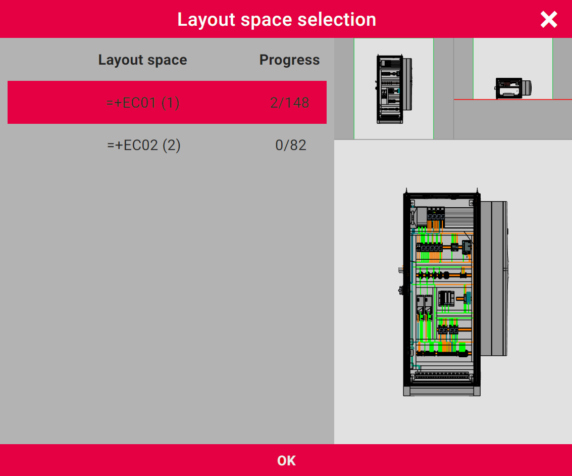 Selecting layout spaces